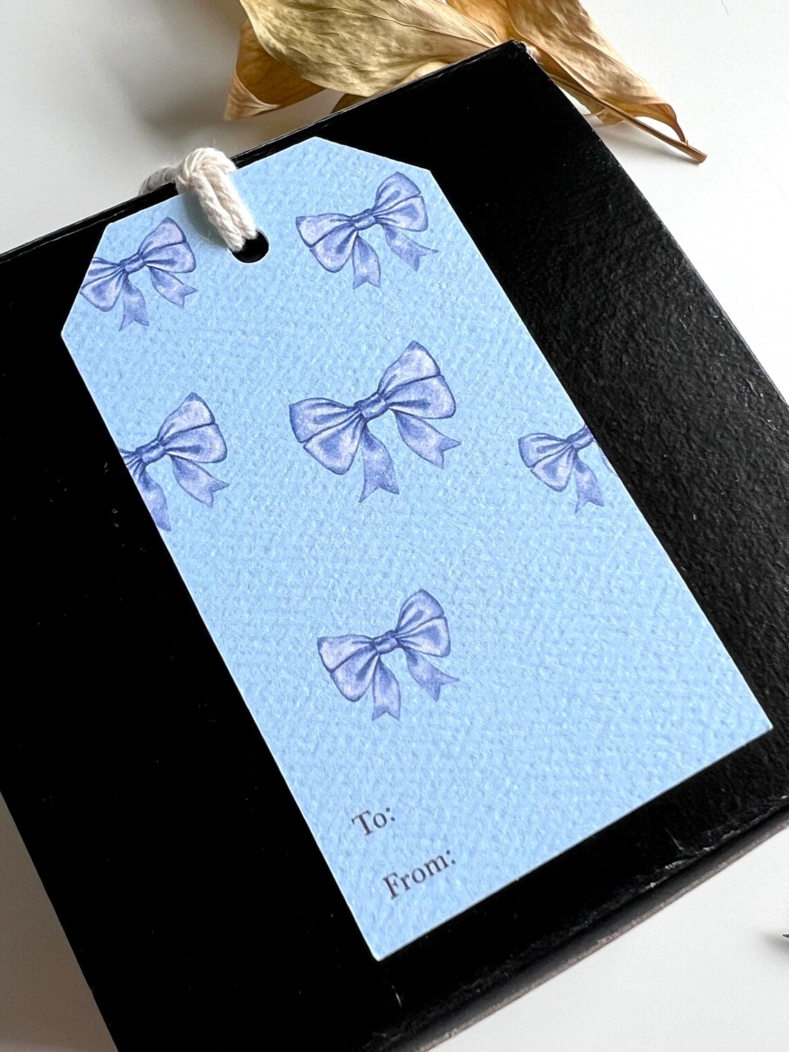 Multi Blue Bows Gift Tag, Personalized Gift Tag, Coquette Bow, Blue ...
