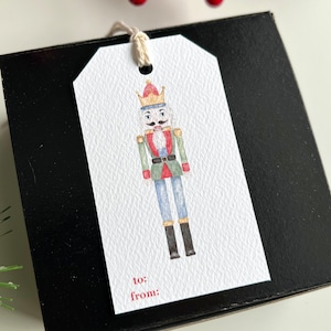 Nutcracker Gift Tag, Watercolor Nutcracker Gift Tag, Holiday Gift Tag ...