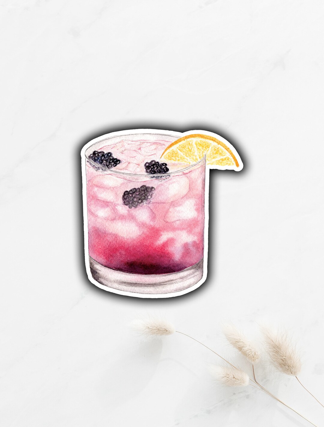 Blackberry Cocktail Sticker, Blackberry Margarita Sticker, Signature ...