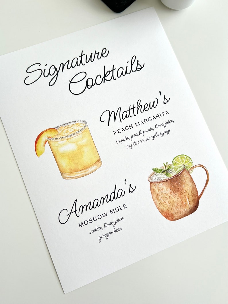 Semi Custom Signature Cocktail Sign, Wedding Bar Sign, Personalized ...