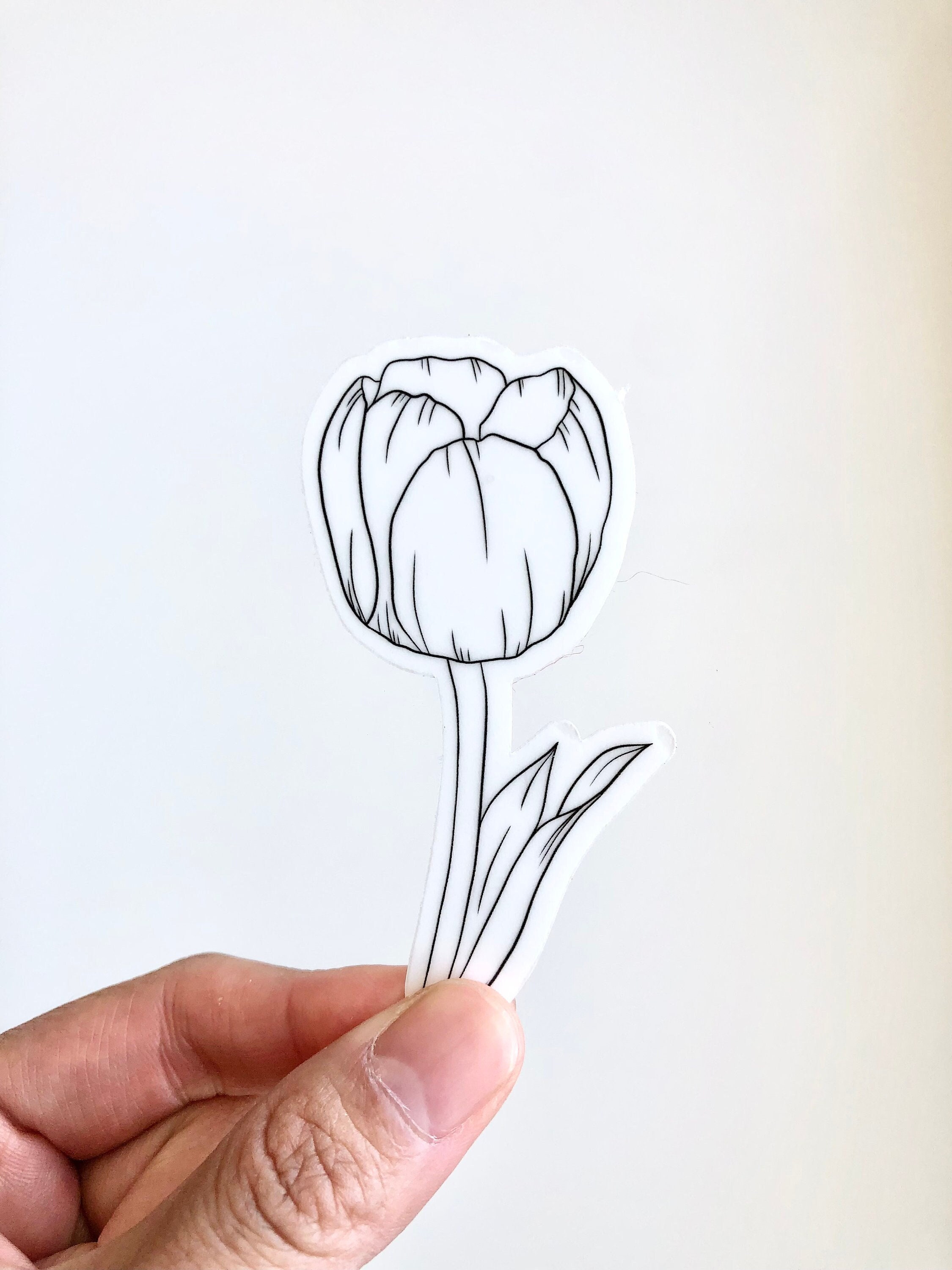 Tulip Sticker, Clear Tulip Sticker, Tulip Vinyl Sticker, Black and ...
