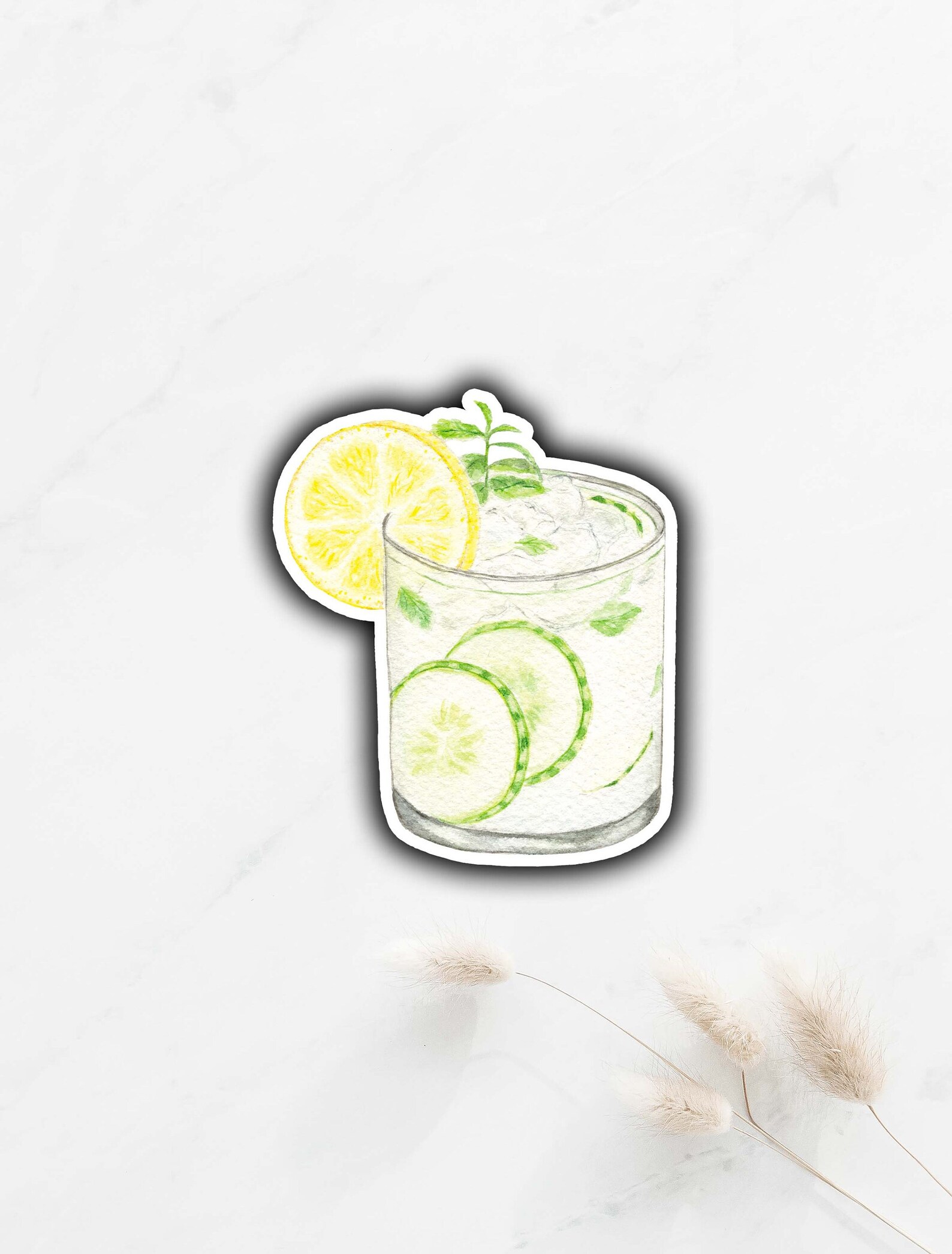 Cucumber Cocktail Sticker, Cucumber Mint Cocktail, Signature Drink ...