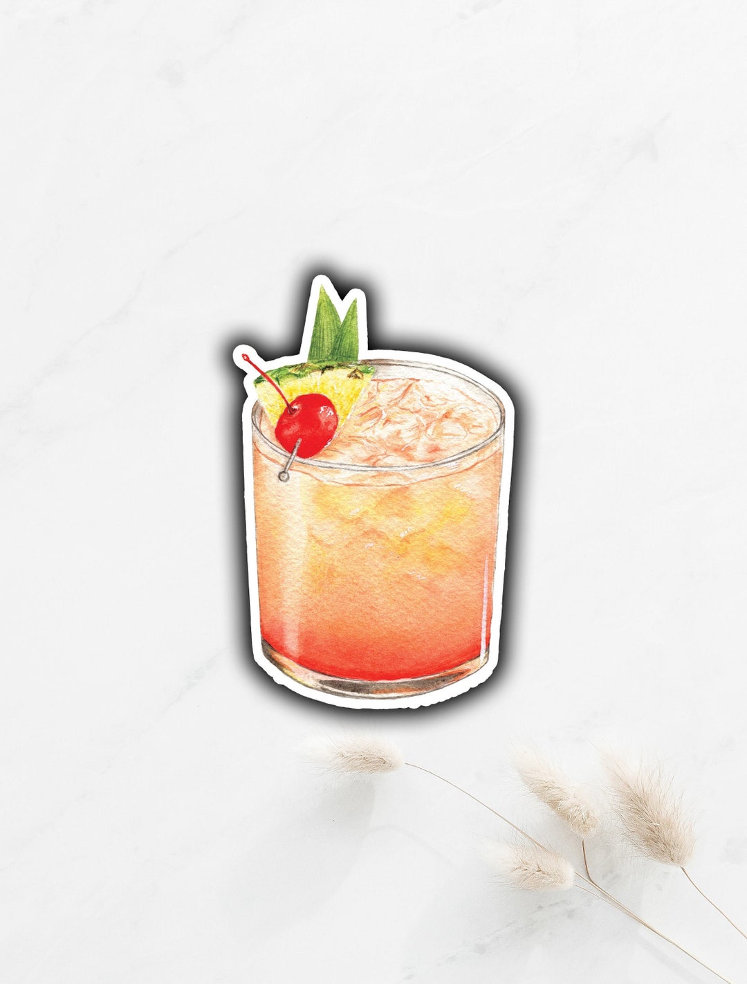 Mai Tai Sticker, Rum Runner Sticker, Signature Drink Sticker, DIY ...