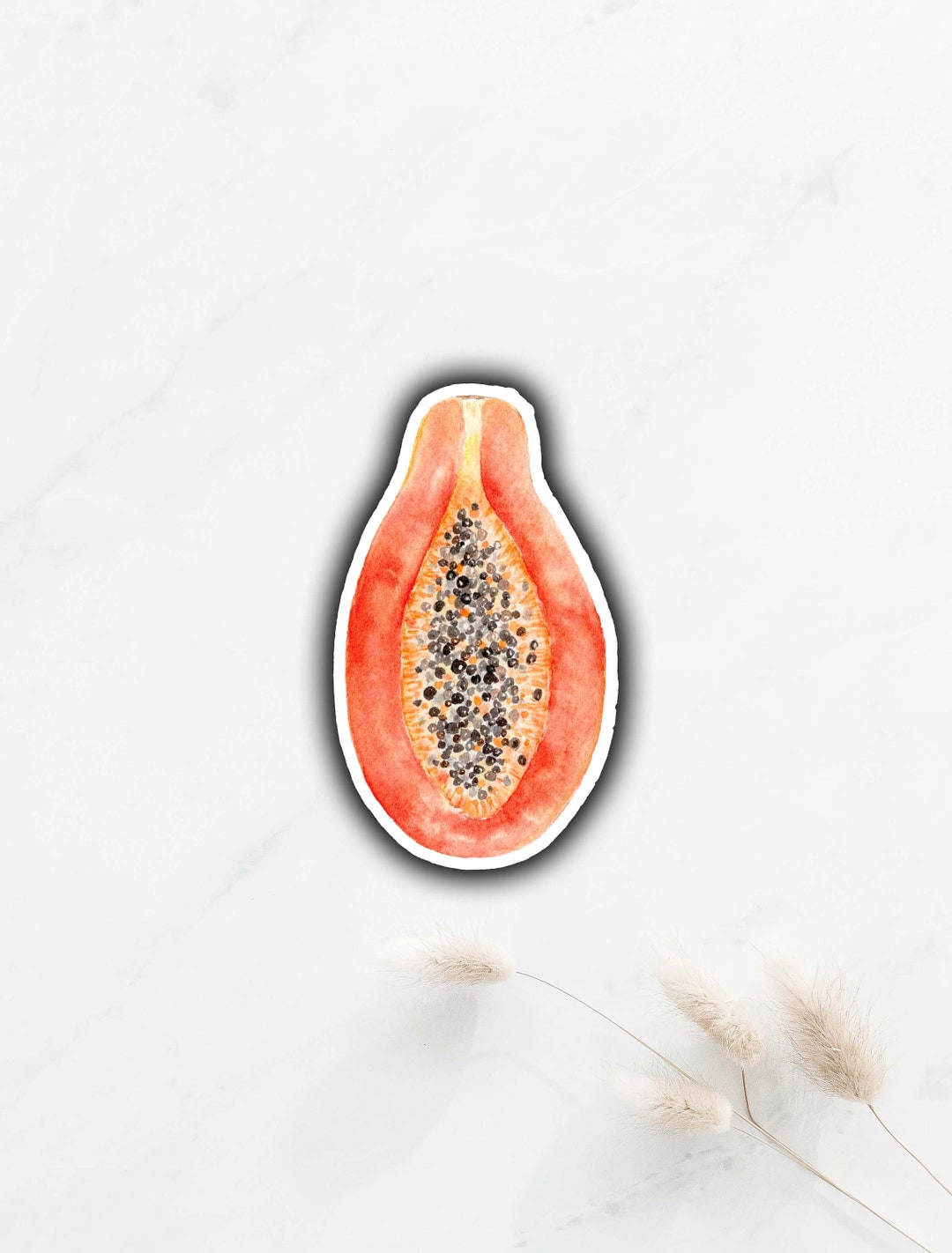 Papaya Sticker, Watercolor Papaya Vinyl Sticker, Fruit Sticker ...