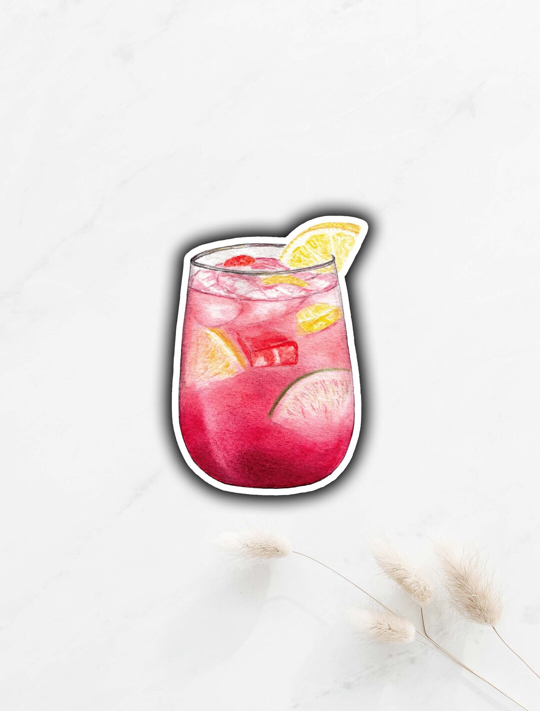 Red Sangria Sticker, Stemless Wine Glass, Signature Drink Sticker, DIY ...