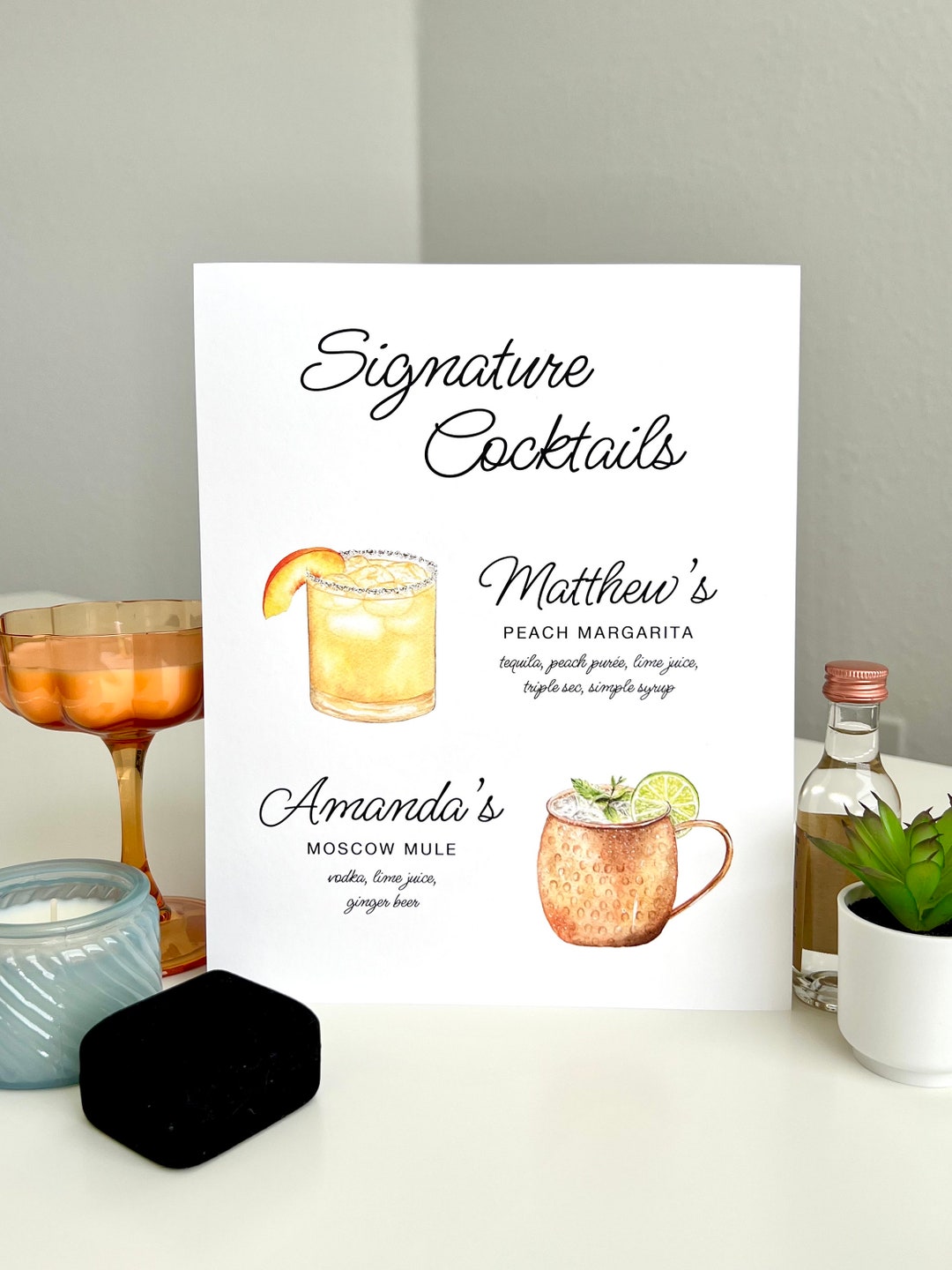 Semi Custom Signature Cocktail Sign, Wedding Bar Sign, Personalized ...