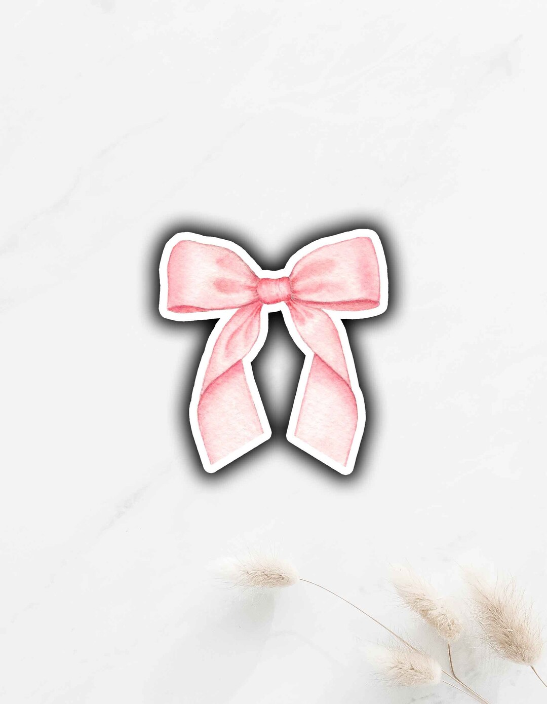 Pink Bow Sticker, Pink Ribbon Sticker, Coquette Bow Aesthetic ...