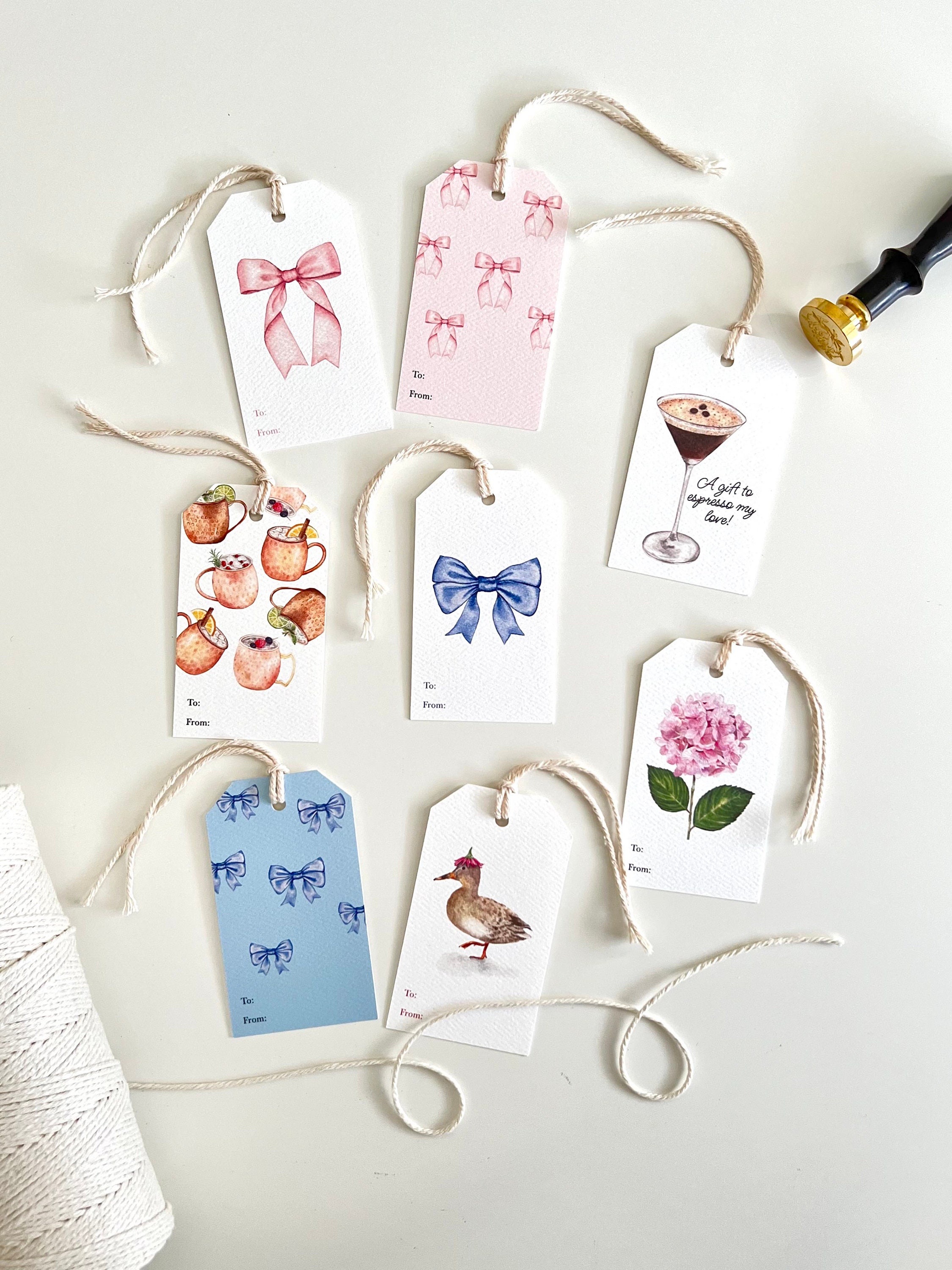 Pink Bow Gift Tag, Personalized Gift Tag, Coquette Bow, Pink Aesthetic ...