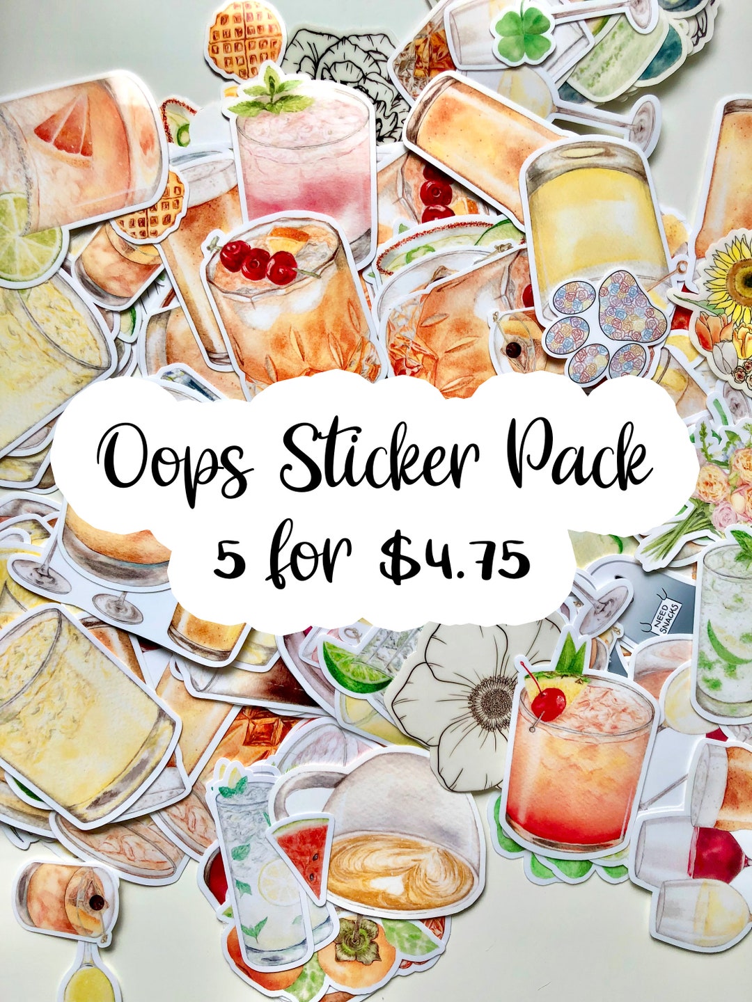 Oops Sticker Pack, Mystery Sticker Pack, Cocktail Sticker Pack - Etsy