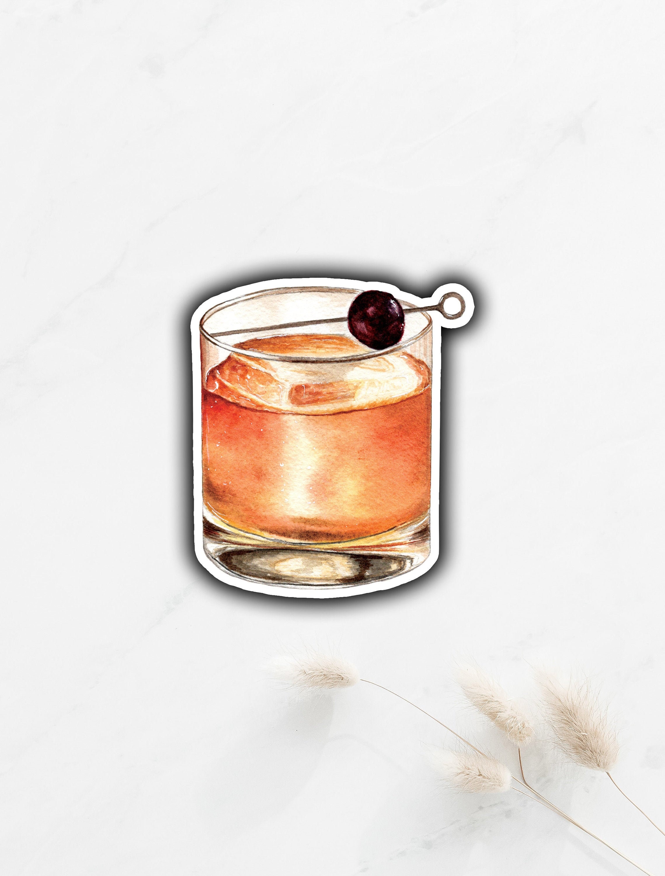 Whiskey Sticker Whiskey on the Rocks Sticker Old Fashioned | Etsy