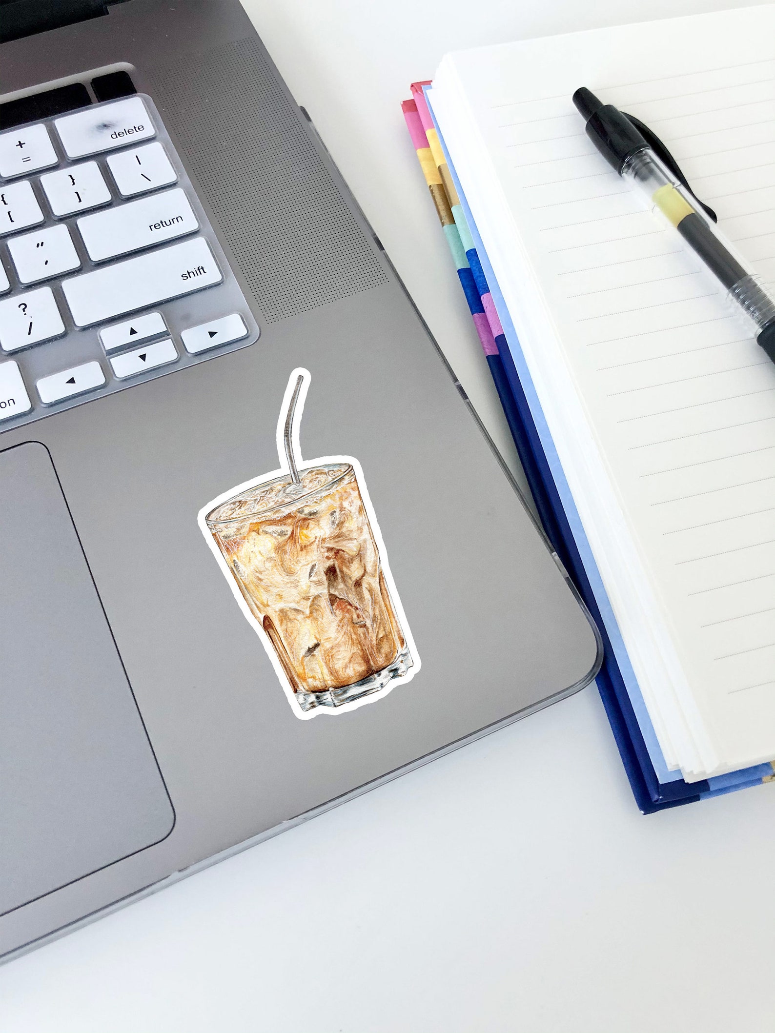 Iced Coffee Sticker, Iced Coffee Vinyl Sticker, Watercolor Iced Coffee ...