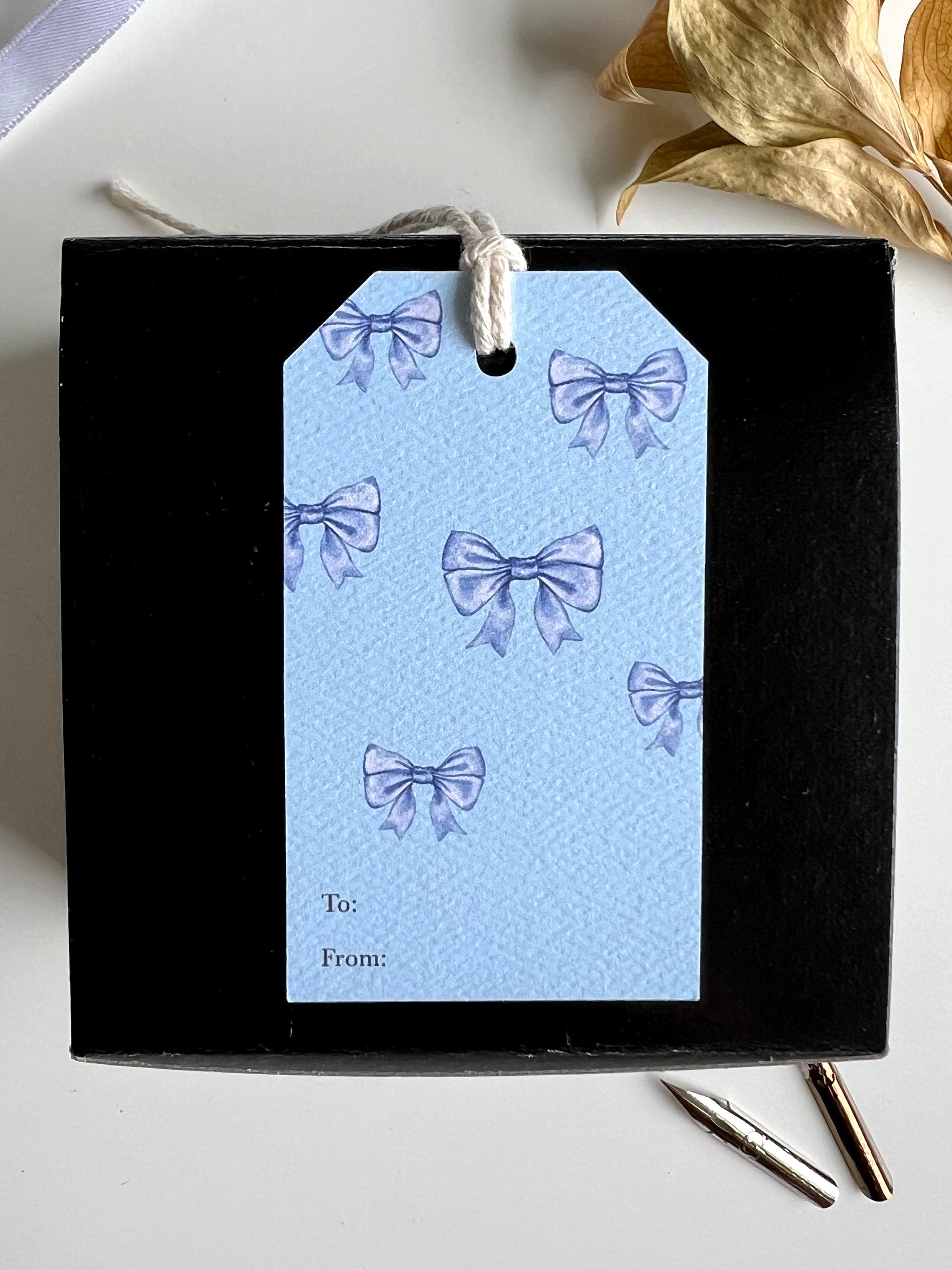 Multi Blue Bows Gift Tag, Personalized Gift Tag, Coquette Bow, Blue ...