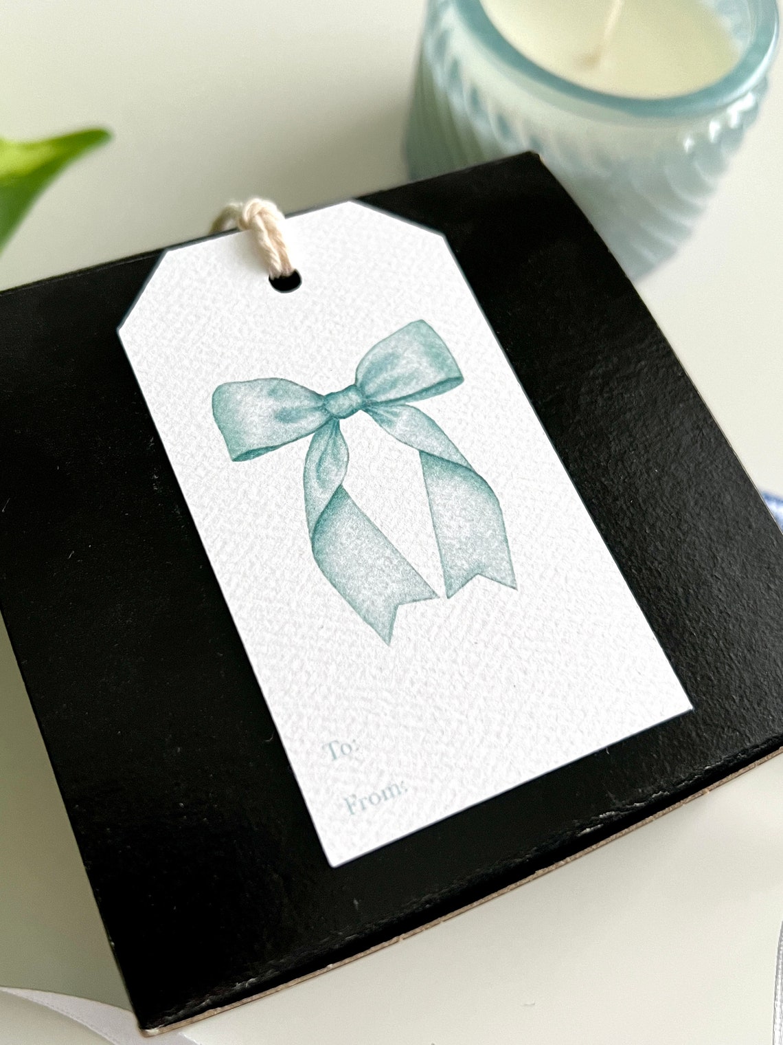 Green Bow Gift Tag, Personalized Gift Tag, Coquette Bow, Green ...