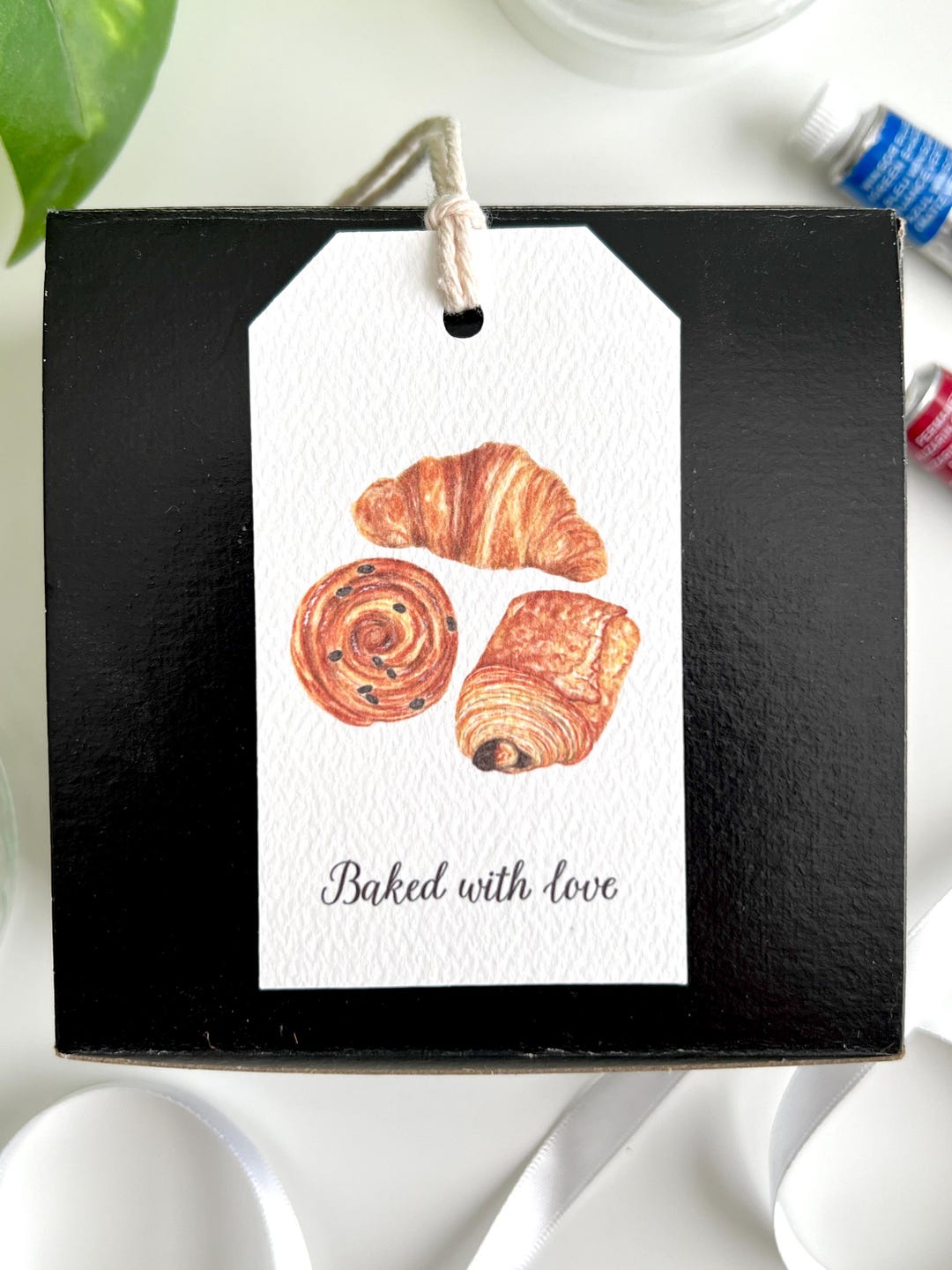 Croissant Gift Tag, Personalized Gift Tag, Chocolate Croissant Party ...