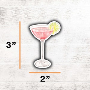 Cosmopolitan Martini Sticker, Vodka Cranberry Martini Sticker, Pink ...