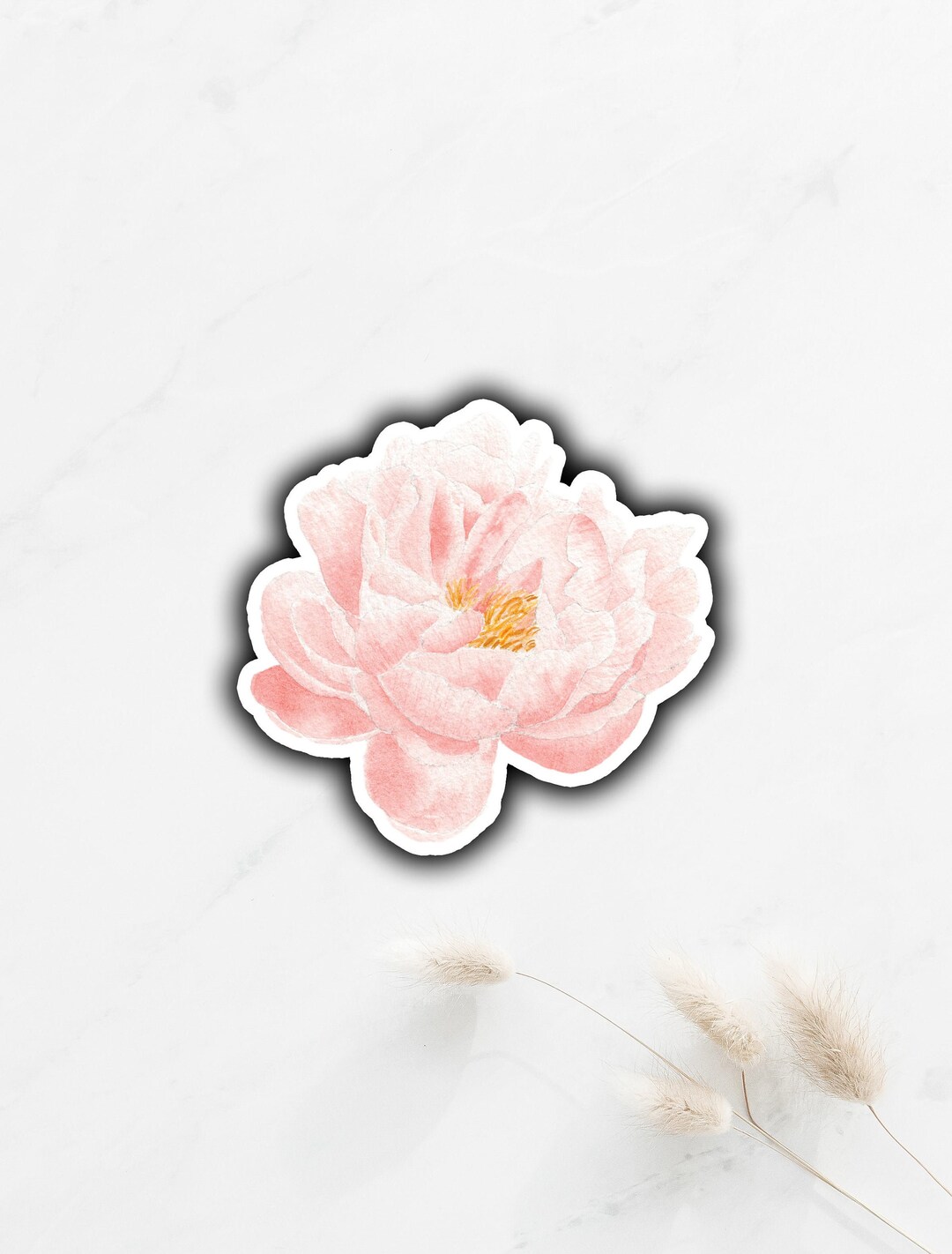 Pink Peony Sticker, Pink Peony Vinyl Sticker, Watercolor Peony Sticker ...