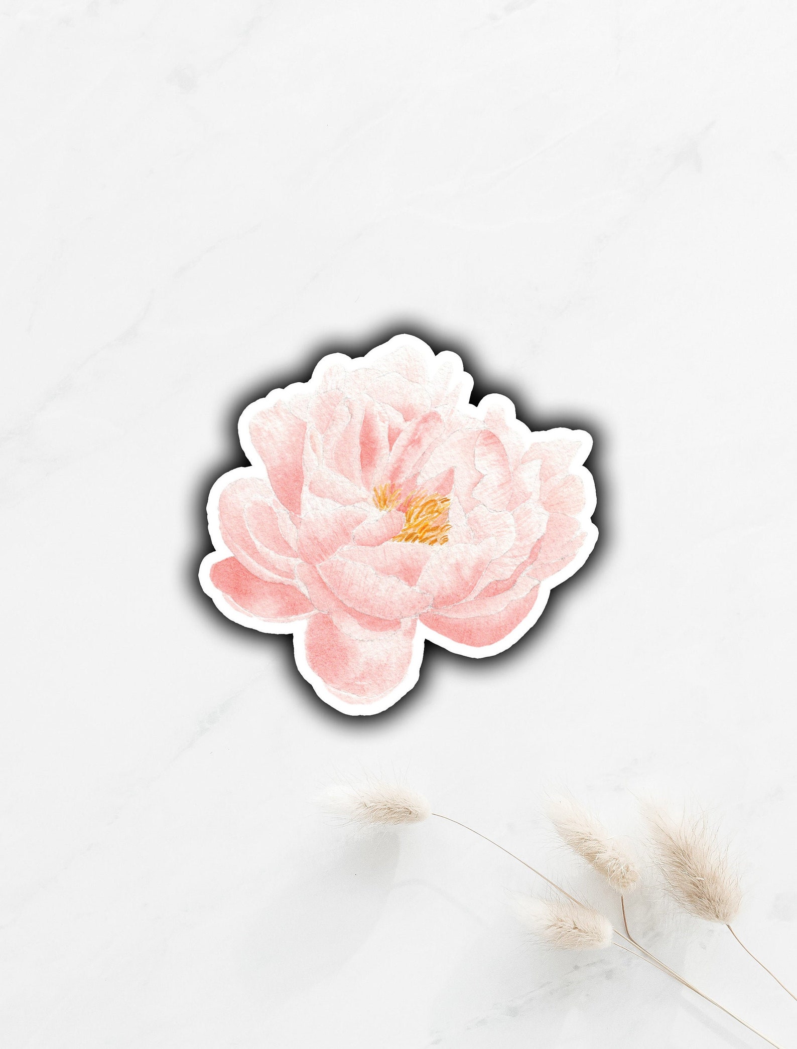 Pink Peony Sticker Pink Peony Vinyl Sticker Watercolor Peony | Etsy
