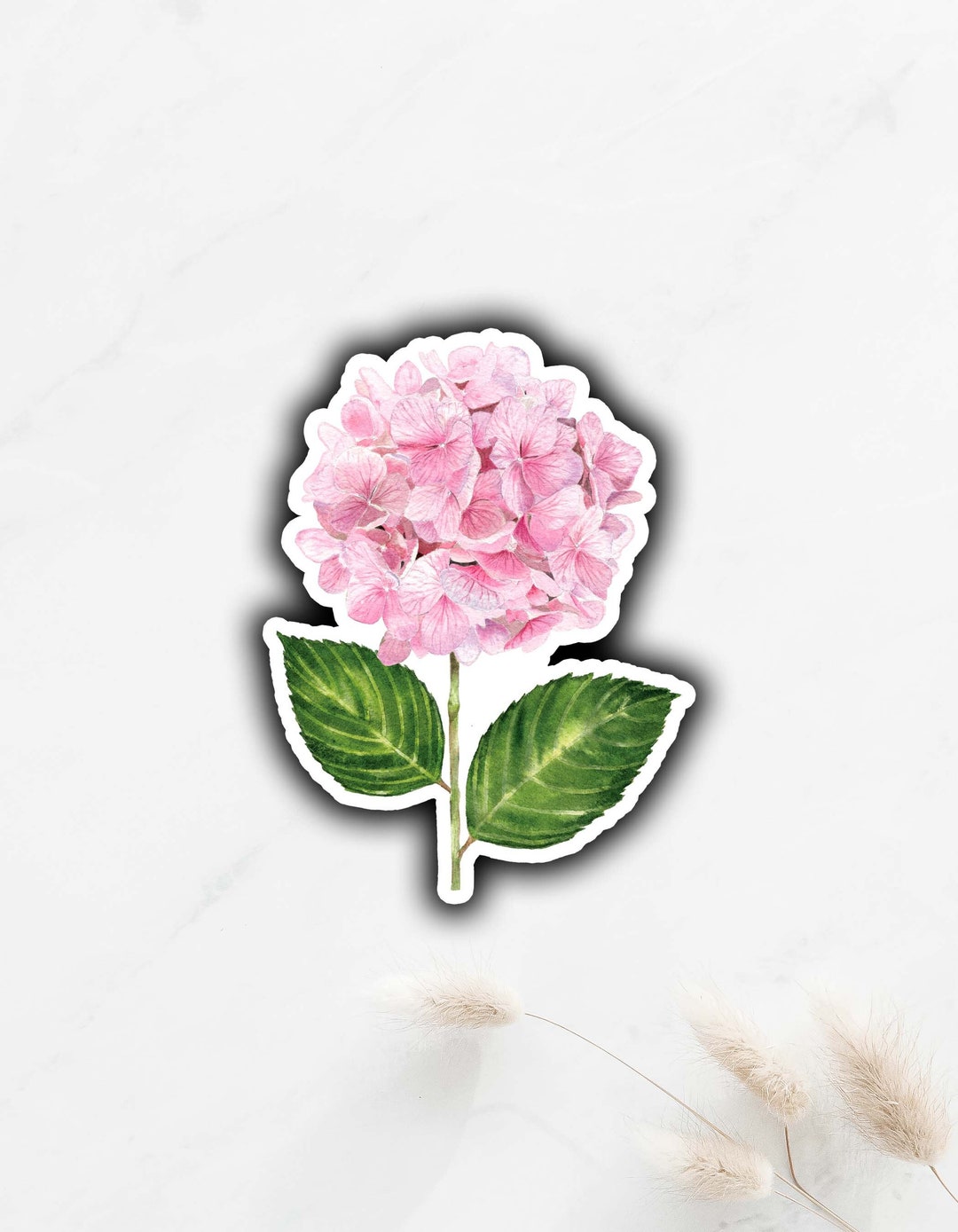 Pink Hydrangea Sticker, Watercolor Hydrangea, Flower Sticker, Botanical ...