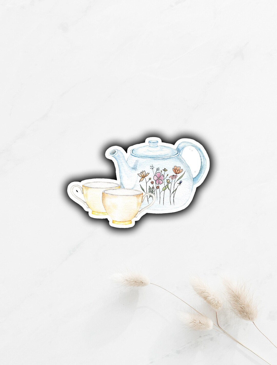 Tea Set Sticker, Teapot Sticker, Teacup Sticker, Floral Teapot Sticker ...