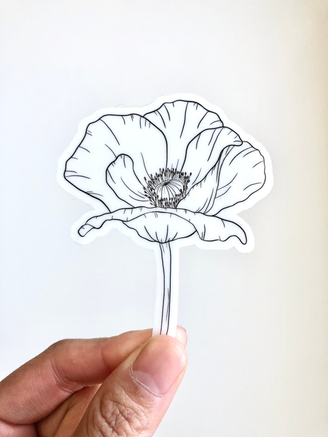 Poppy Sticker, Clear Poppy Sticker, Poppy Vinyl Sticker, Black and ...