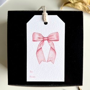 Pink Bow Gift Tag, Personalized Gift Tag, Coquette Bow, Pink Aesthetic ...
