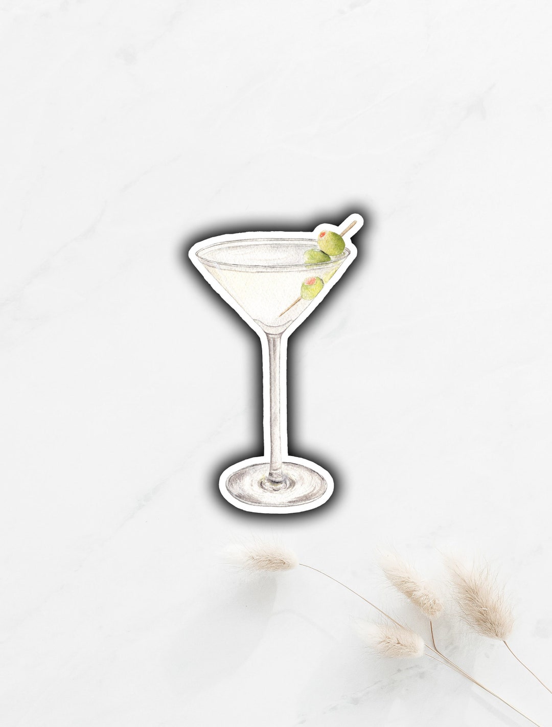 Dirty Martini Sticker, Vodka Martini Sticker, Martini With Olives ...