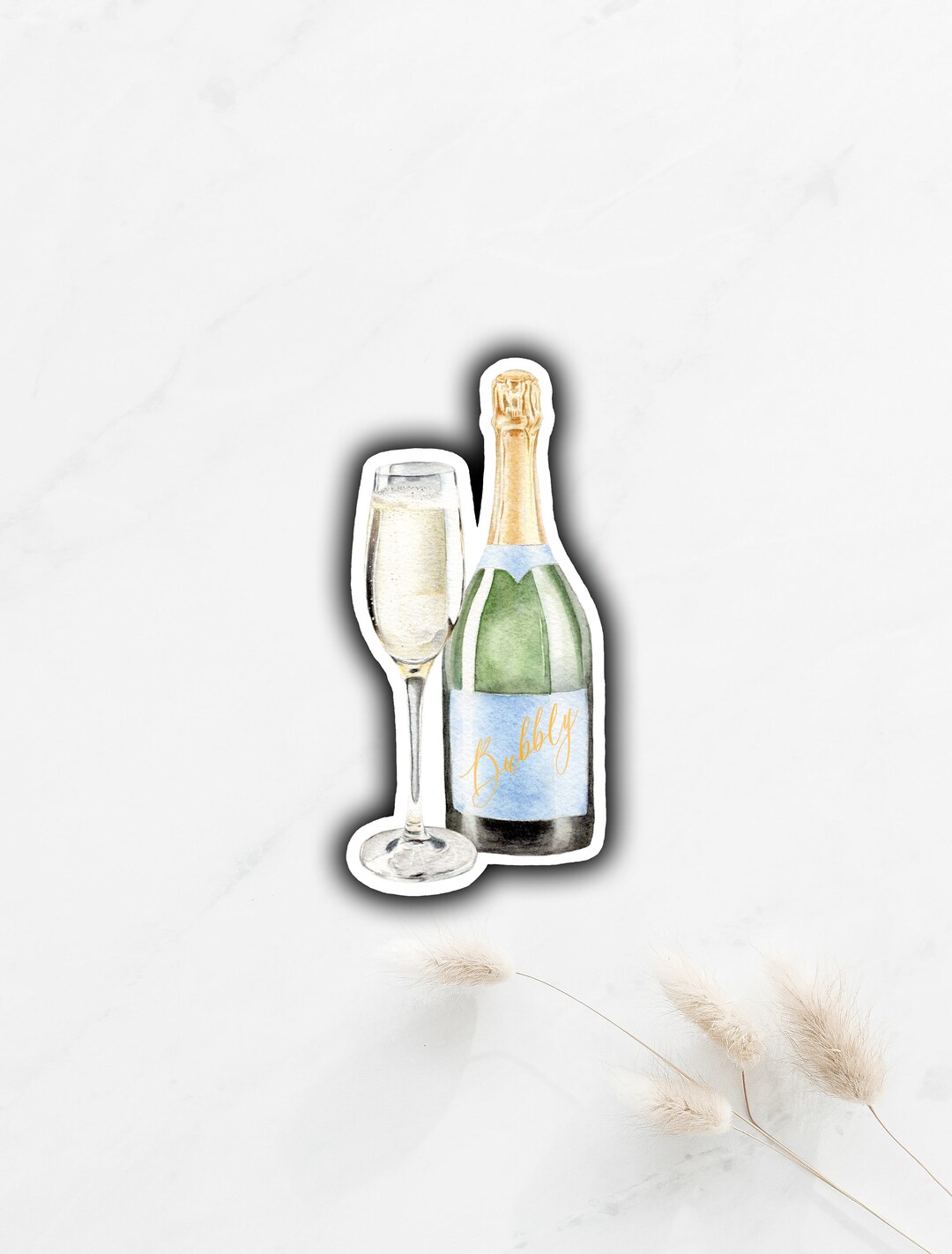 Champagne Sticker, Champagne Vinyl Sticker, Prosecco Sticker, Signature ...