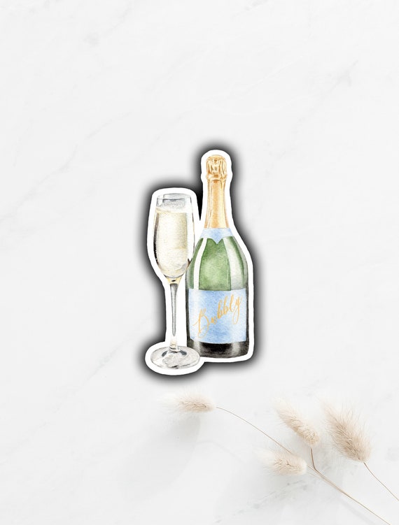 Champagne Sticker Champagne Vinyl Sticker Prosecco Sticker - Etsy