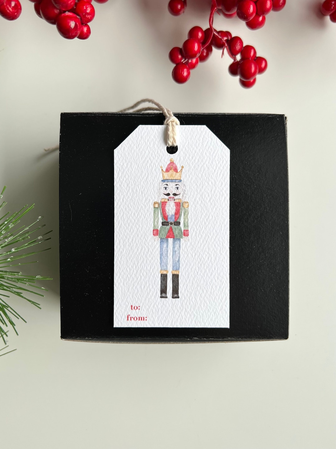 Nutcracker Gift Tag, Watercolor Nutcracker Gift Tag, Holiday Gift Tag ...