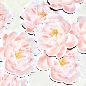 Pink Peony Sticker, Pink Peony Vinyl Sticker, Watercolor Peony Sticker ...