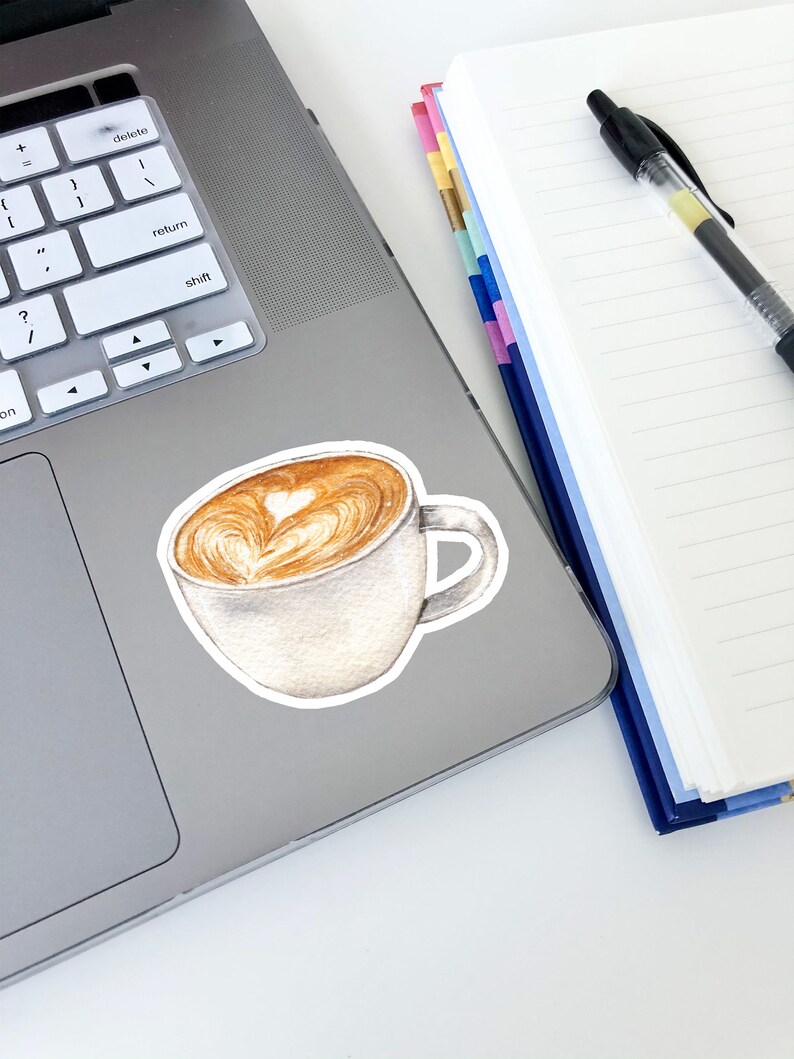 Watercolor Latte Vinyl Sticker, Espresso Sticker, Coffee Sticker, Latte ...