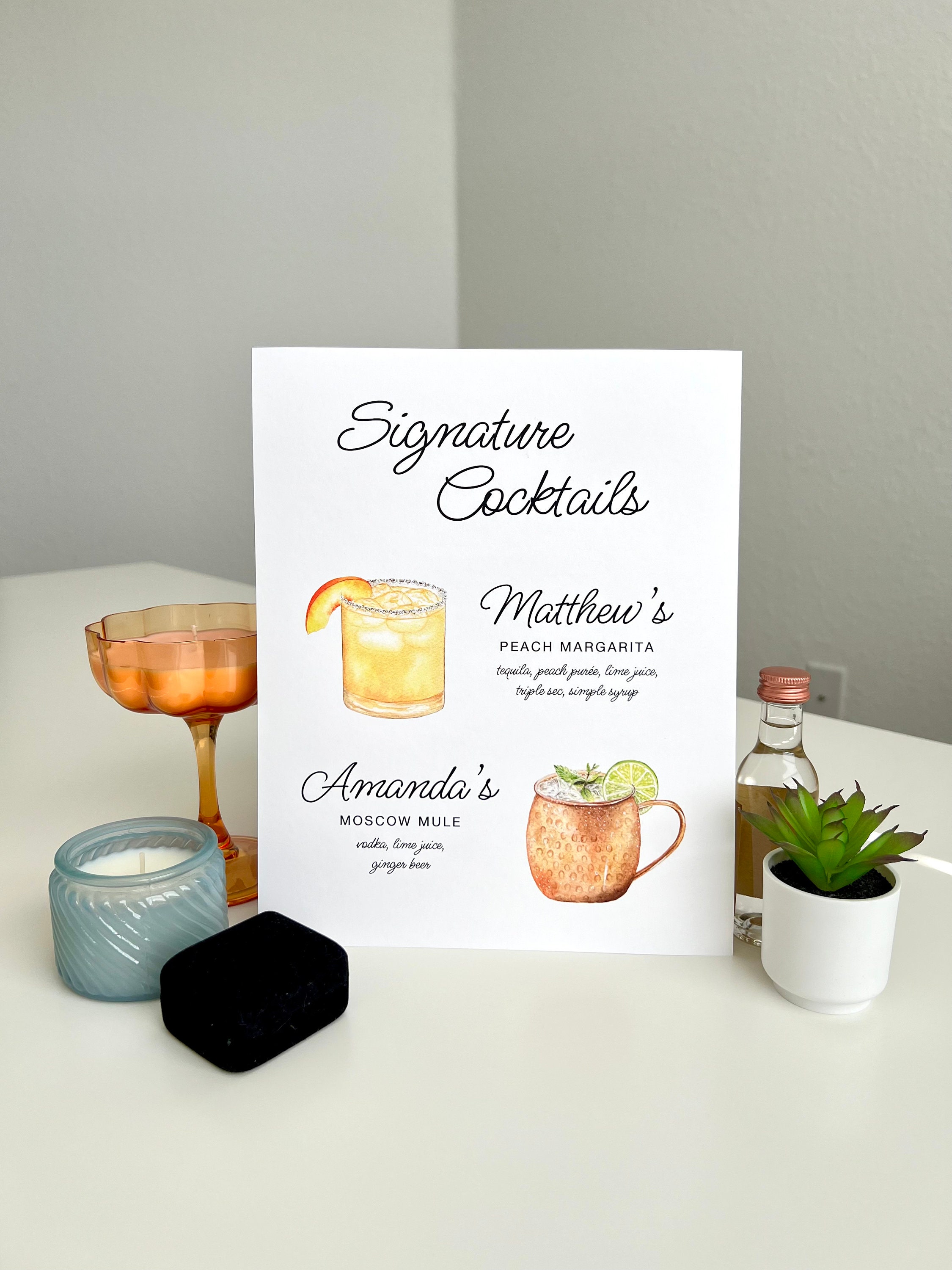 Semi Custom Signature Cocktail Sign, Wedding Bar Sign, Personalized ...