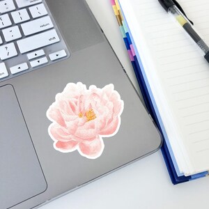 Pink Peony Sticker, Pink Peony Vinyl Sticker, Watercolor Peony Sticker ...