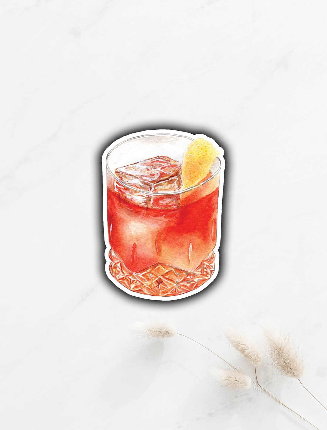 Negroni Cocktail Sticker, Negroni Vinyl Sticker, Gin Cocktail Sticker ...