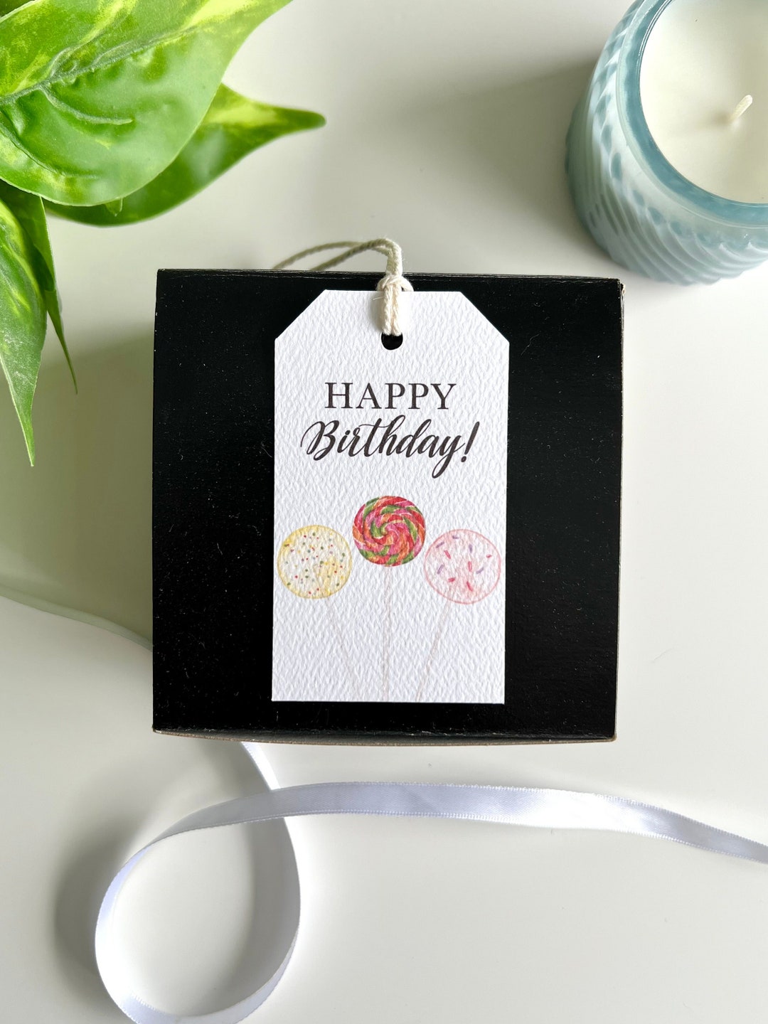 Happy Birthday Gift Tag, Personalized Gift Tag, Colorful Lollipops ...