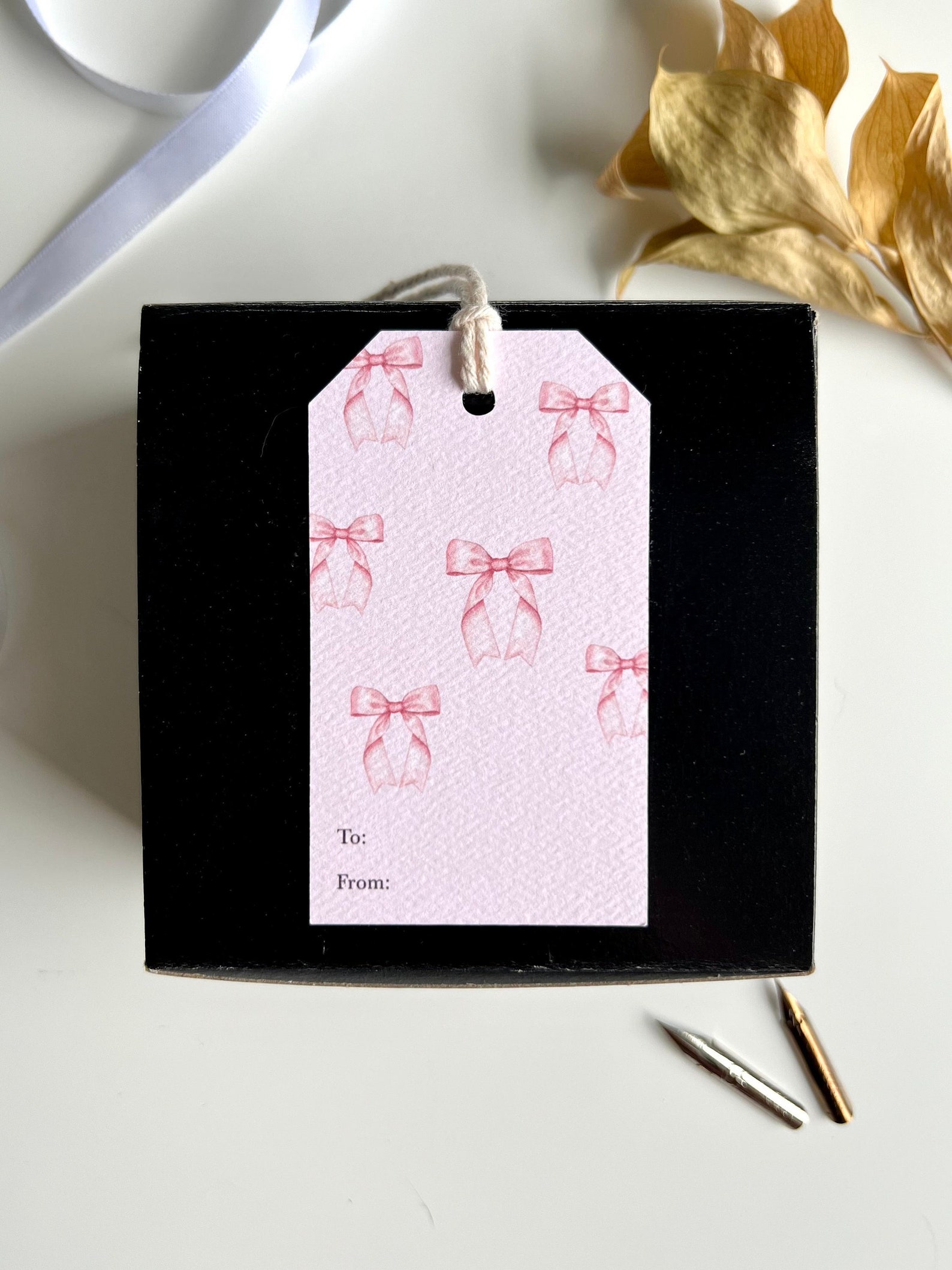 Multi Pink Bows Gift Tag, Personalized Gift Tag, Coquette Bow, Pink ...