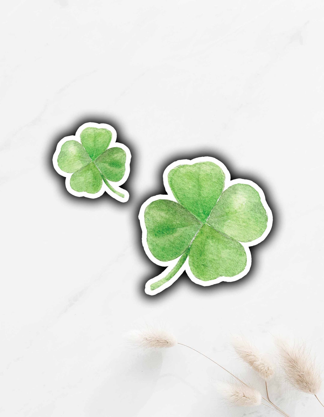 Four Leaf Clover Stickers (set of 2), St. Patrick's Day Sticker ...