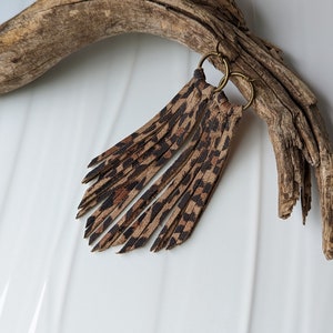 Leopard Suede Leather Fringe Earrings, 4 Cheetah Suede Fringe, Leopard ...