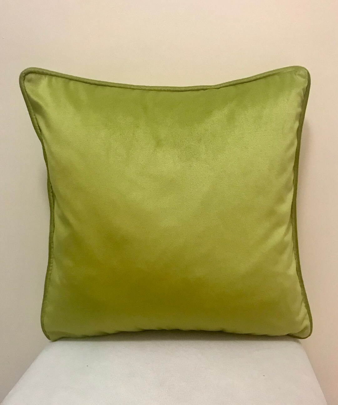 Apple Green Velvet Pillow Cover With Piping, Velvet Pillow. All Size ...