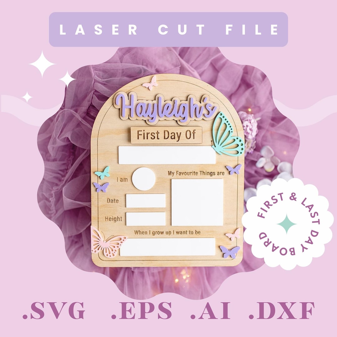 Personalized Butterfly First Day Board Laser Cut File, SVG (digital ...