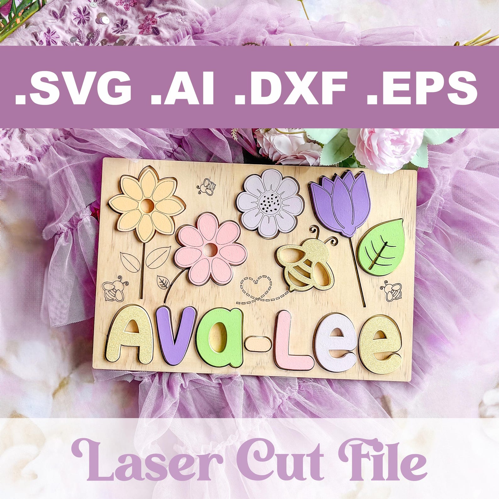 Name Puzzle Laser Cut File Mega Bundle Personalized Name Puzzle SVG ...
