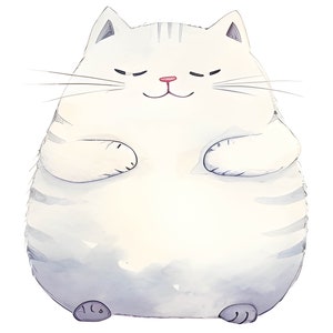 Fat Cats Clipart Watercolor Clipart Instant Download - Etsy