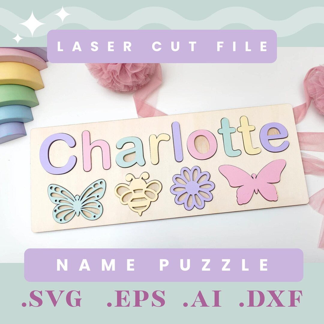 Personalised Butterfly Name Puzzle Laser Cut File SVG Laser Files Name ...
