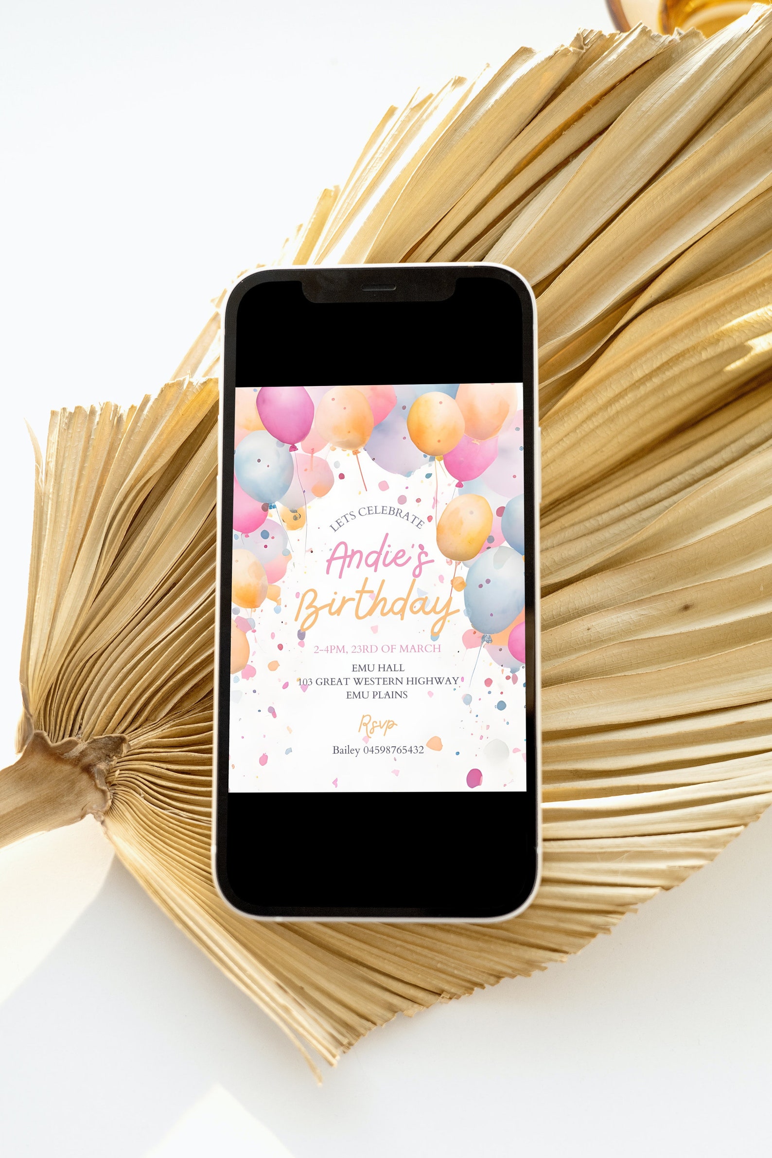 Editable Balloon Party Birthday Invitation, Kids Party Invite, Birthday ...