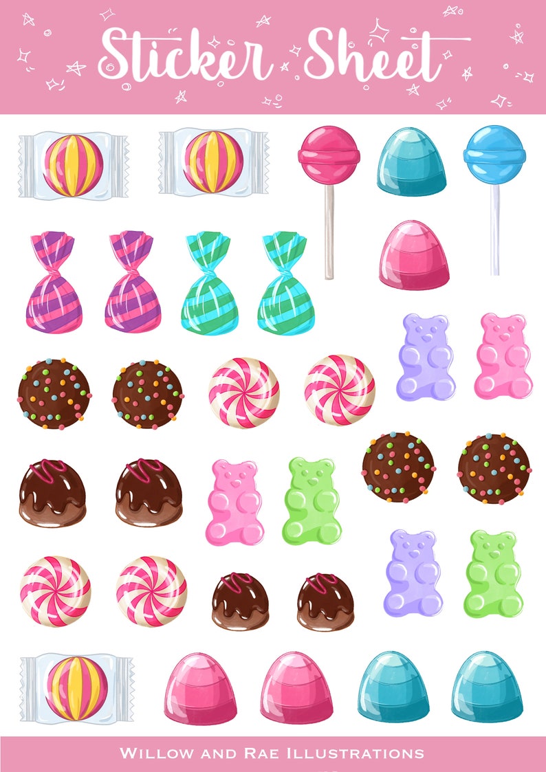 Candy Stickers Sticker sheet Daily Planners Scrapbooking | Etsy
