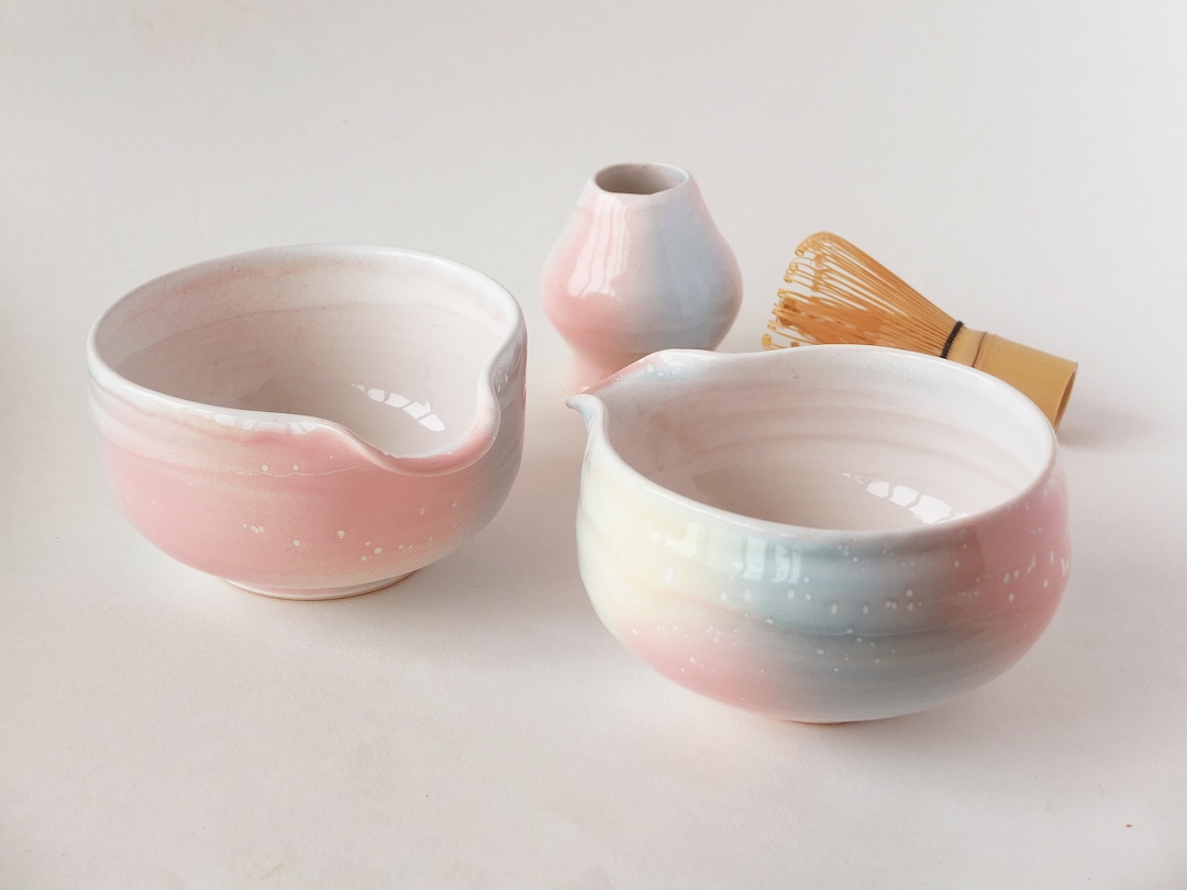 Matcha Set Light Rainbow Spouted Chawan Set Handcrafted Matcha Bowl - Etsy
