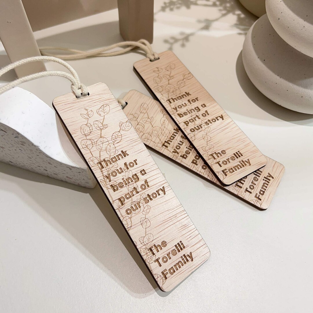 Thank You Wooden Bookmark Favours Set of 10 Wedding Favours Birthday ...