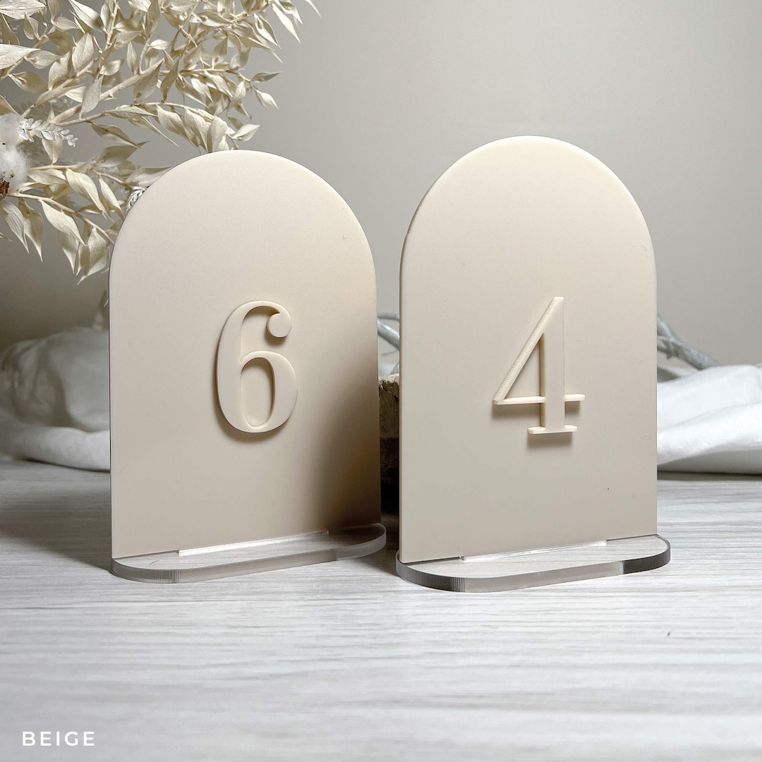 Matte Acrylic Arch Beige Table Numbers Bridal Decor Acrylic Table ...