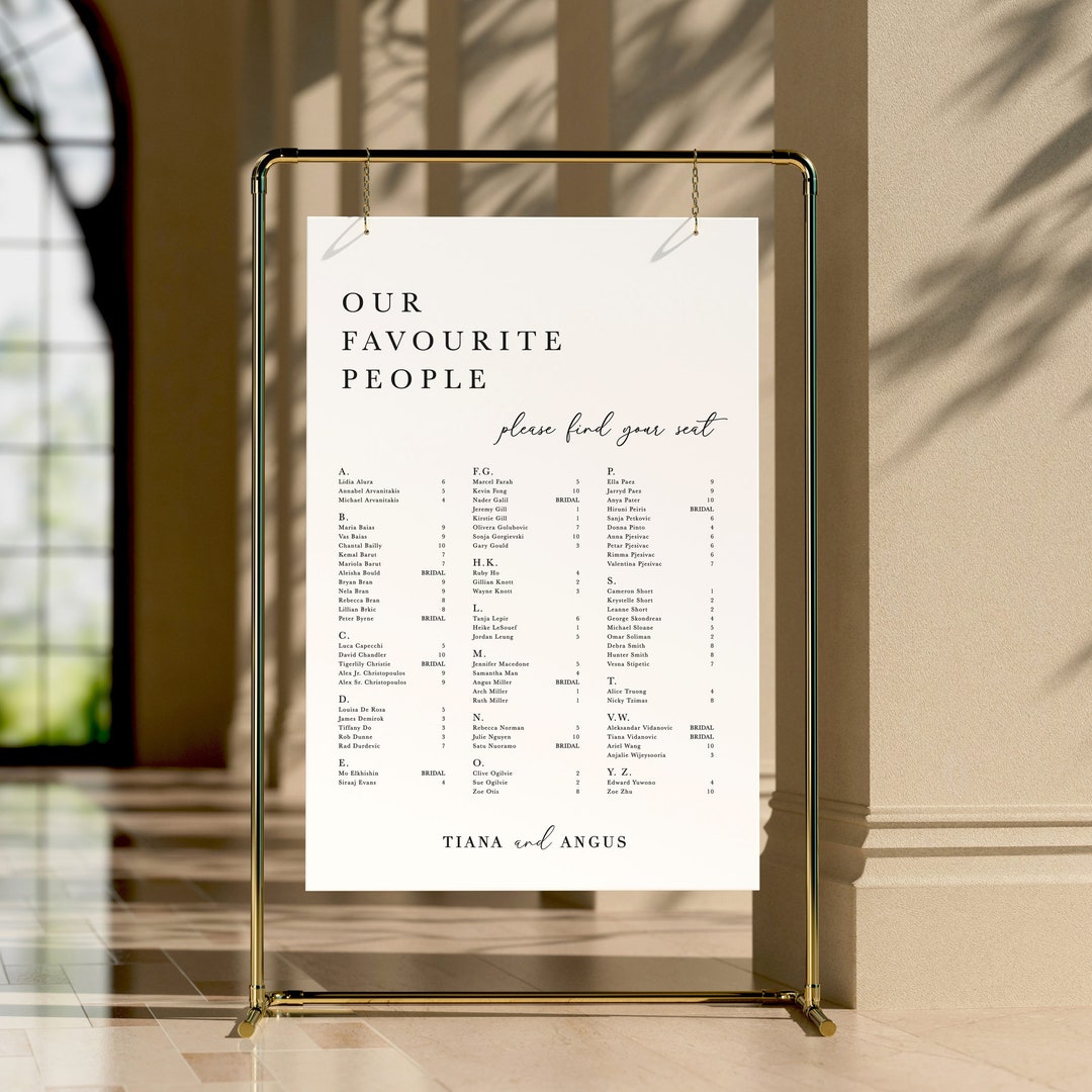 Modern Wedding Seating Chart | Guest Seating Sign | Event Signage ...