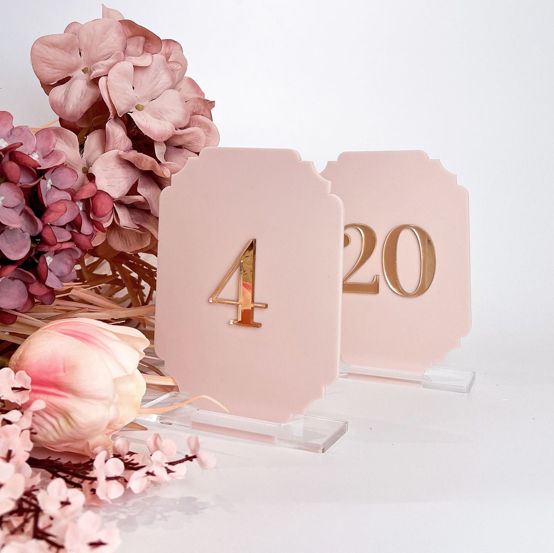 Vintage Style Table Numbers | Bridal Decor | Acrylic Table Number Sign ...